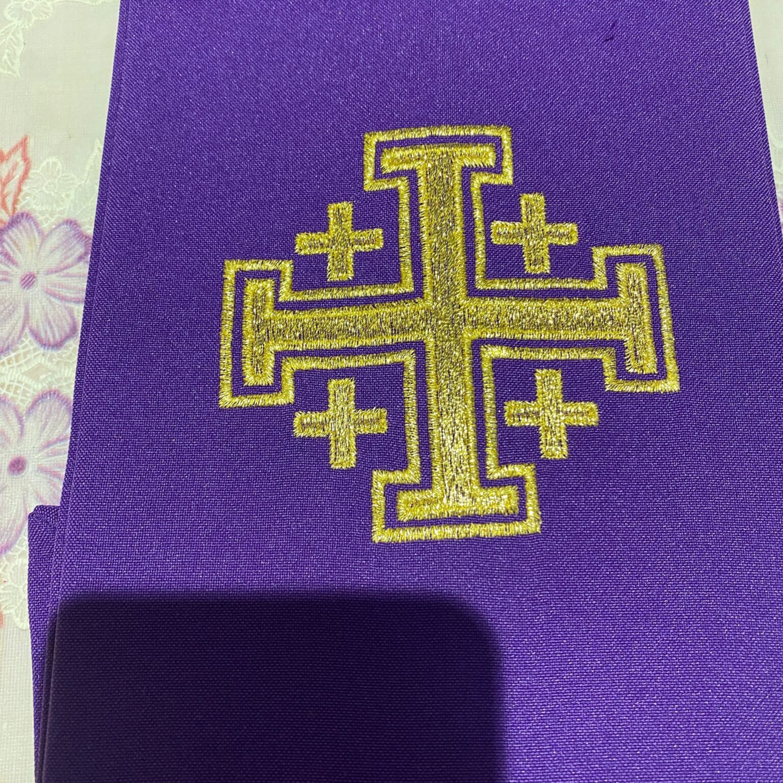 SALE 20 STOLE Purple 652 With 1 Big Gold Cross Katong sale-20-stole-purple-652-with-1-big-gold-cross-katong
