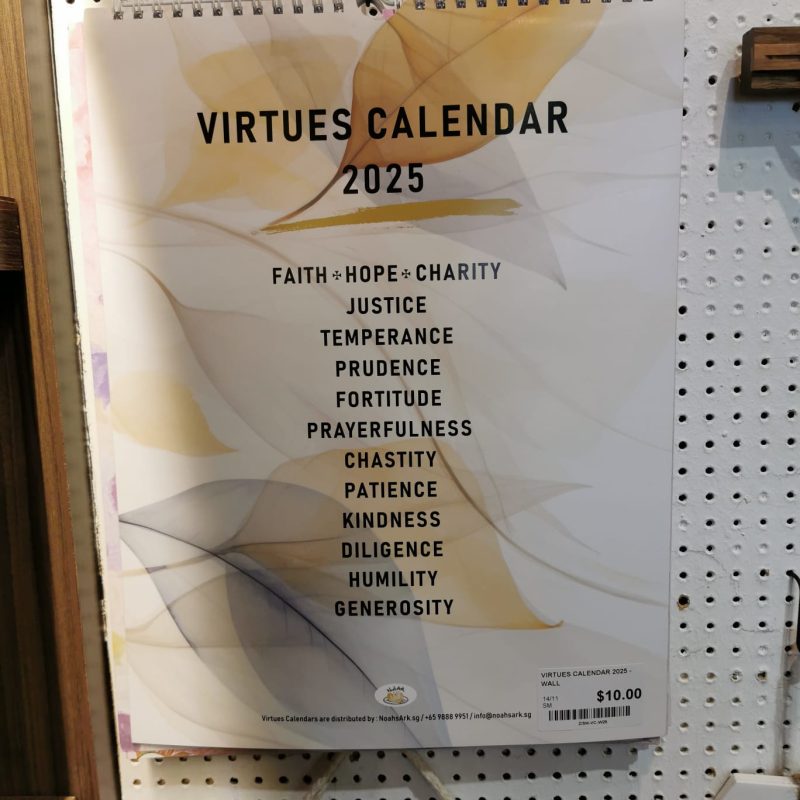VIRTUES CALENDAR 2025 - WALL - Church of Holy Family - Katong Catholic Shop